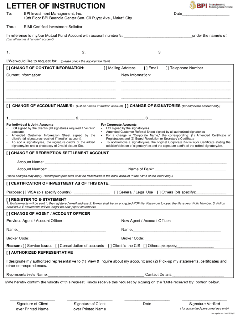 Fillable Online www.coursehero.comfile116219503Letter of Instruction ...