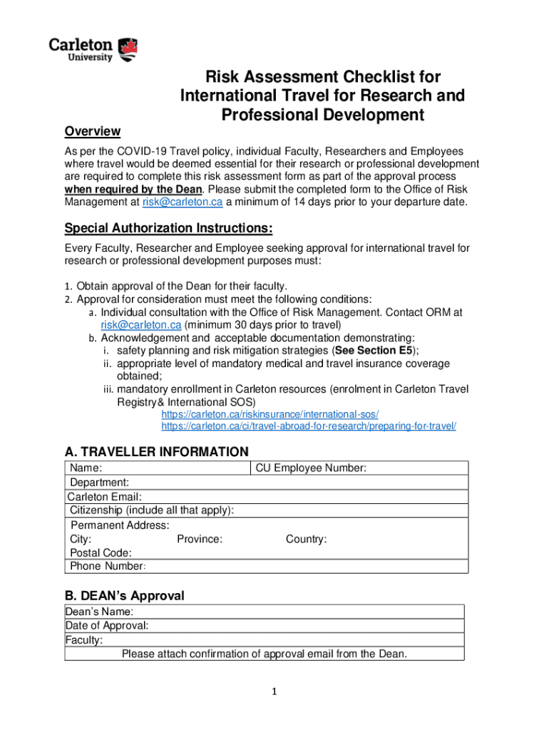 Fillable Online www.comcare.gov.auaboutforms-publicationsTravel Risk ...