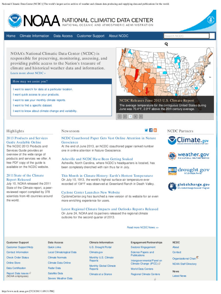 Fillable Online www.ncdc.noaa.govsotcState of the Climate - National ...