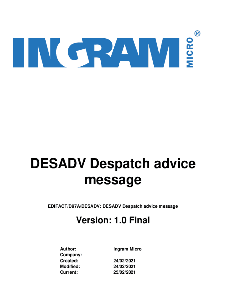 Fillable Online DESADV Despatch advice Fax Email Print - pdfFiller