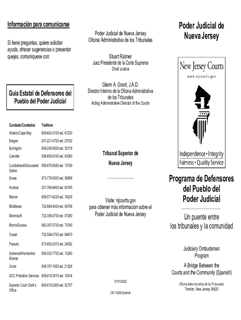 Fillable Online www.njcourts.gov forms 11266statewideombudsContact ...