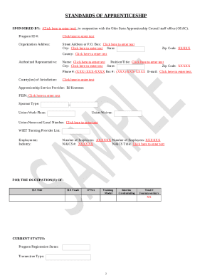 Apprenticeship Programs, Labor Standards for Registration Doc Template | pdfFiller