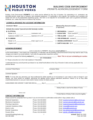 Fillable Online BUILDING CODE ENFORCEMENT iPERMITS ACKNOWLEDGEMENT FORM ...