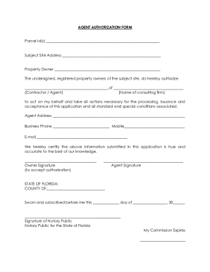 Fillable Online AGENT AUTHORIZATION FORM - indiantownfl.gov Fax Email ...