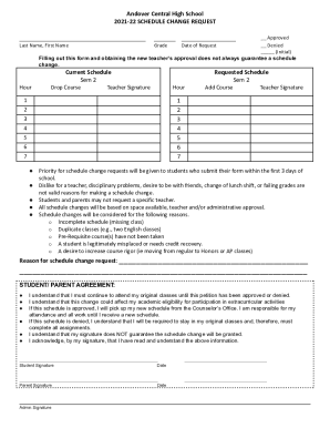 Fillable Online 2021-22 Schedule Change Request Form Fax Email Print ...
