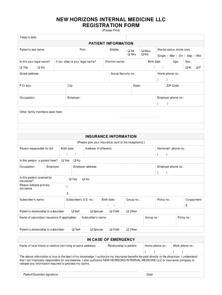 Fillable Online www.pdffiller.com266194558-patient-registrationFillable ...