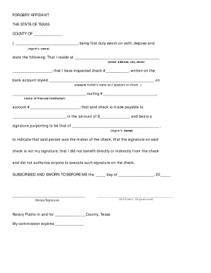 Fillable Online FORGERY AFFIDAVIT THE STATE OF TEXAS COUNTY OF I ...
