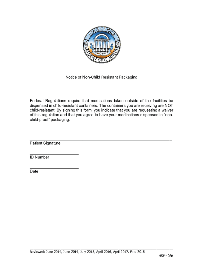Fillable Online Notice of Non-Child Resistant Packaging Federal ...