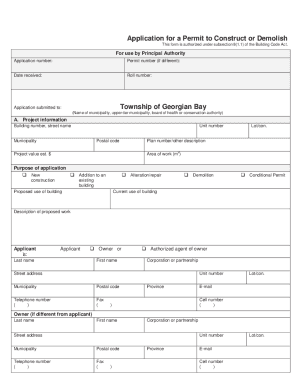 Fillable Online Application for a Permit to Construct or Demolish This ...