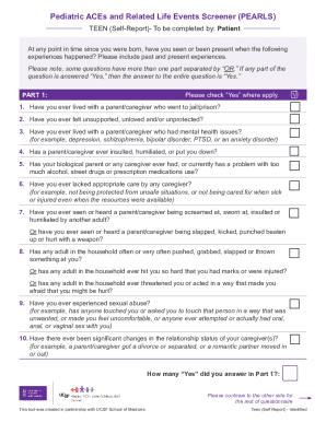 Fillable Online Fillable Pediatric AC Es And Related Life Events ...