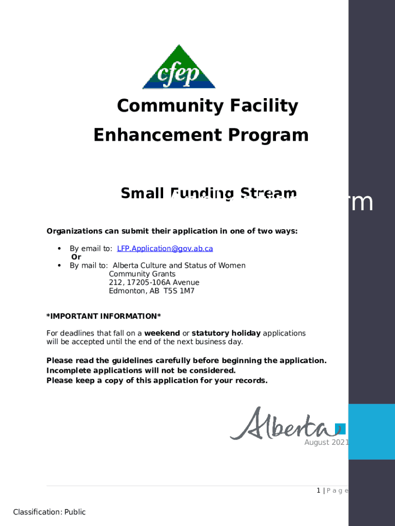 Community Facility Enhancement Program (CFEP) Small Application ...