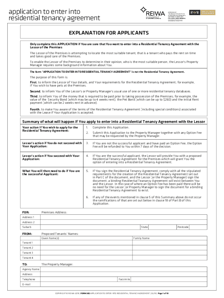 Fillable Online Residential application form rent nsw pdf - Australian ...