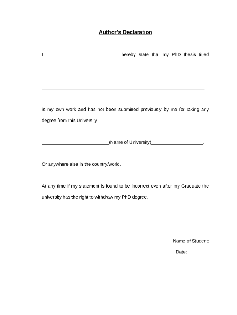 Signed Declaration in a Postgraduate Research ThesisSigned Declaration ...