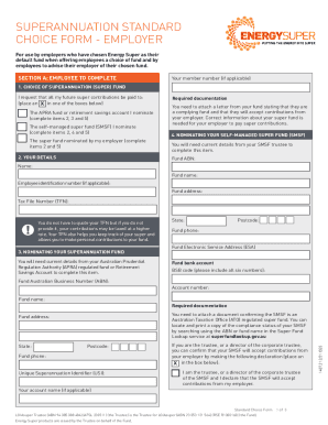 Fillable Online (PDF) Superannuation (super) standard choice form ...