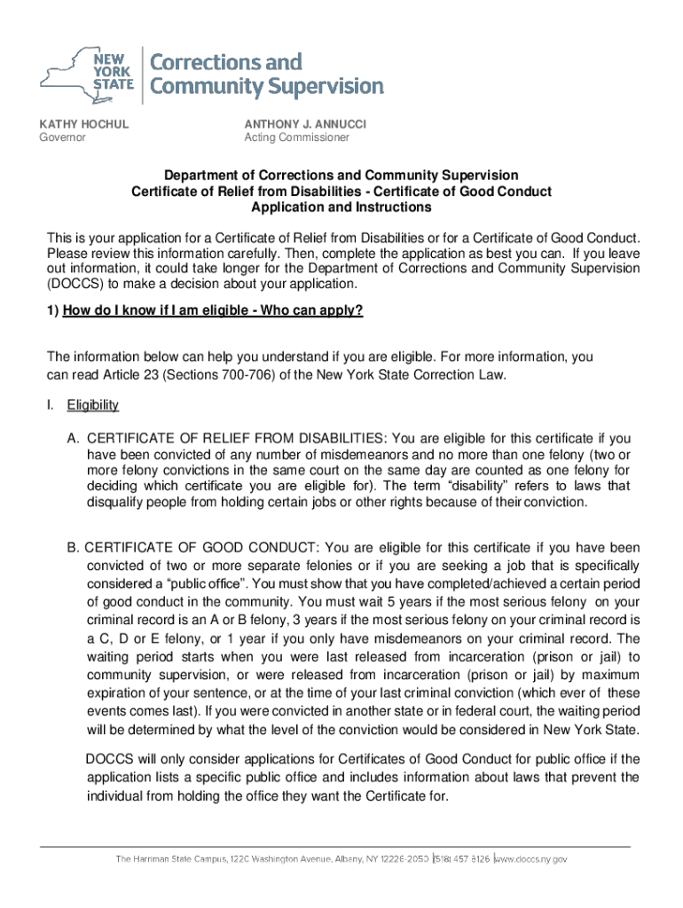 Fillable Online doccs ny Department of Corrections and Community ...