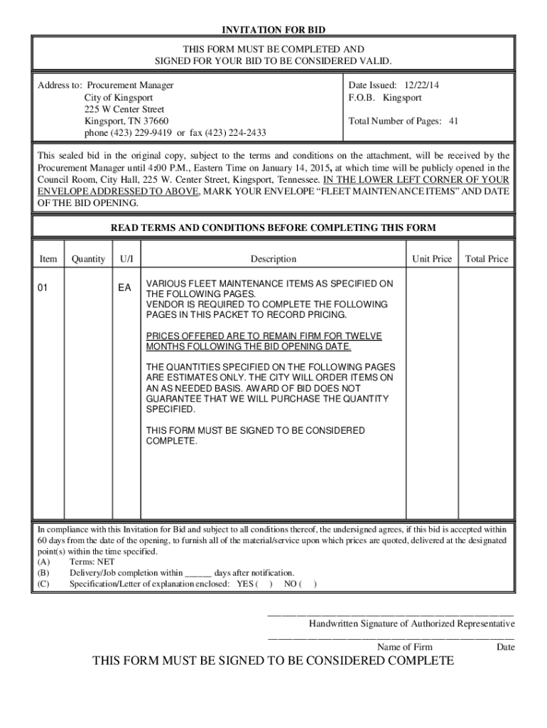 Fillable Online www.kingsporttn.govUploadsBid Packet Mid-SizeTHIS FORM ...