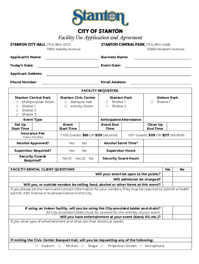 Fillable Online cms9files.revize.comstantoncaDocumentcenterFacility Use Application and ...