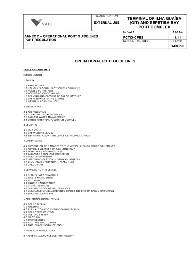 Fillable Online www.vale.com EN businessCLASSIFICATION TERMINAL OF ILHA ...