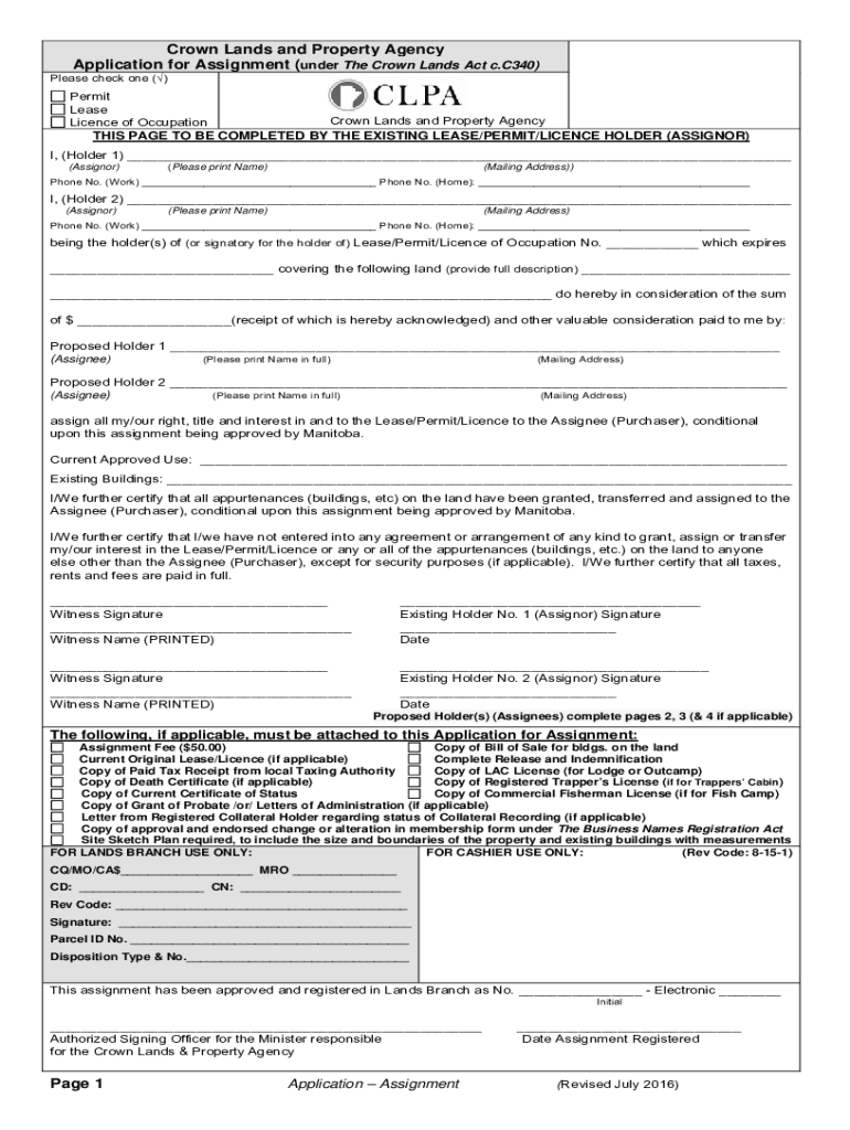 Fillable Online resd.cacontentpdfApplication for Assignment of Permit ...