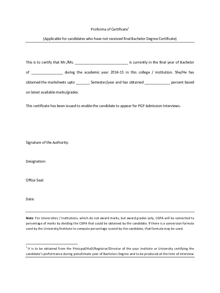 Fillable Online Proforma of Certificate.docx Fax Email Print - pdfFiller