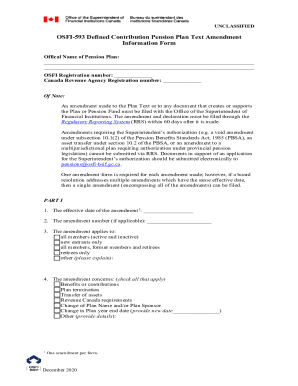 Fillable Online OSFI-593 Defined Contribution Pension Plan Text ...