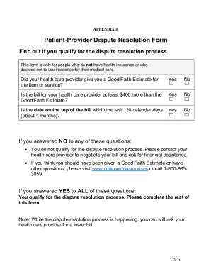 Fillable Online www.cms.govbilling-dispute-initiation-formPatient ...