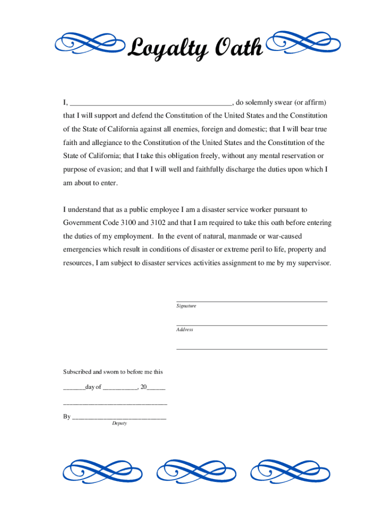 Fillable Online hr.fsu.edufilesPDFLoyalty Oath - Florida State ...