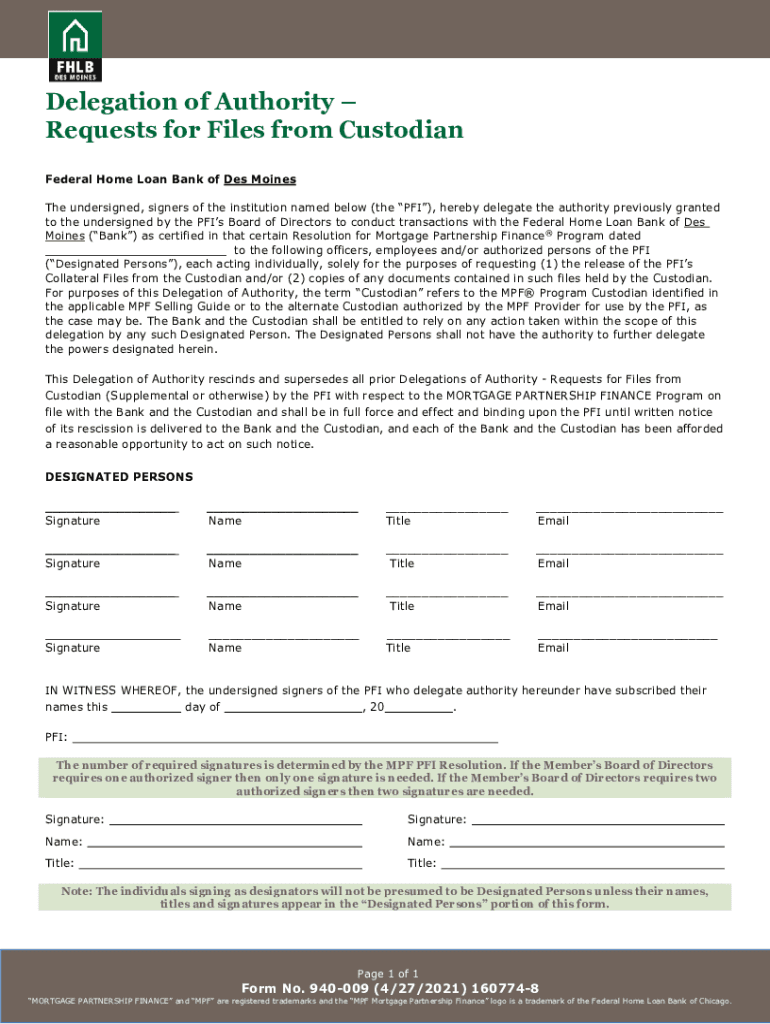 Fillable Online 2.10 - Delegation of Authority - Request for Files from Custodian.docx Fax Email ...