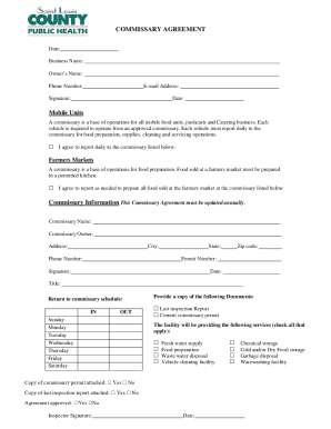 Fillable Online COMMISSARY AGREEMENT - St. Louis County Fax Email Print ...