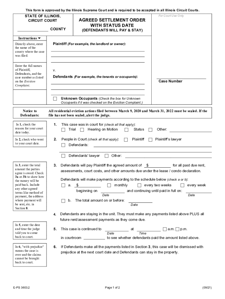 Fillable Online Illinois Standardized Forms - Approved - Agreed ...