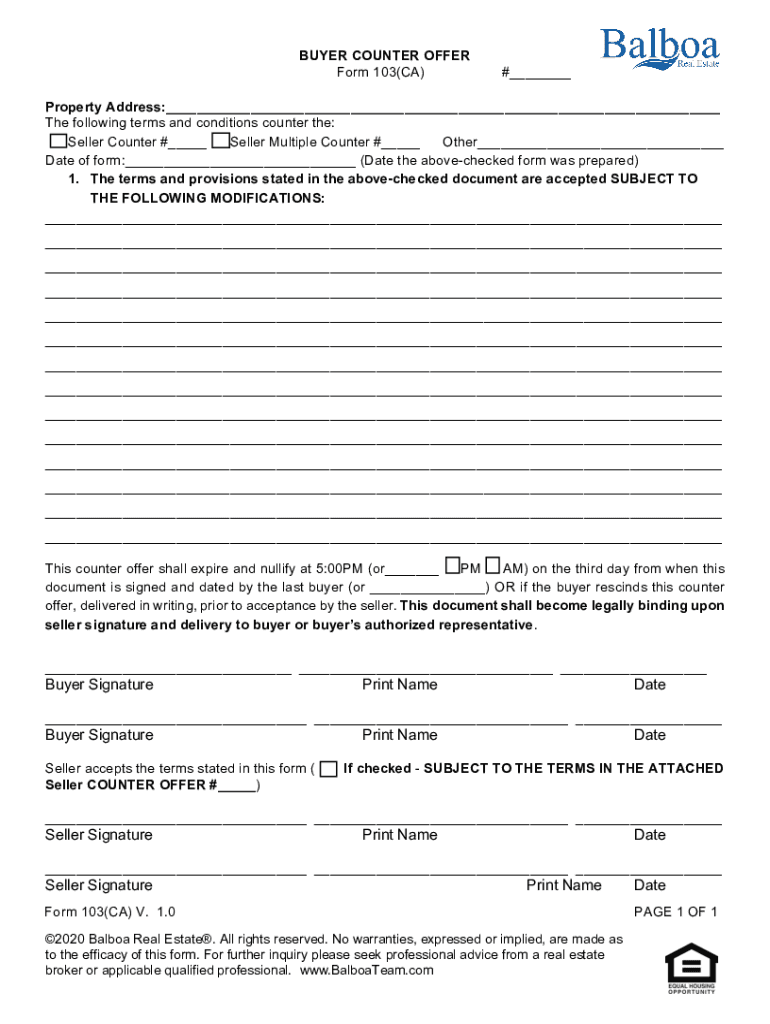 Fillable Online Form-of-the-Week: Counteroffer and Rejection of Offer ...