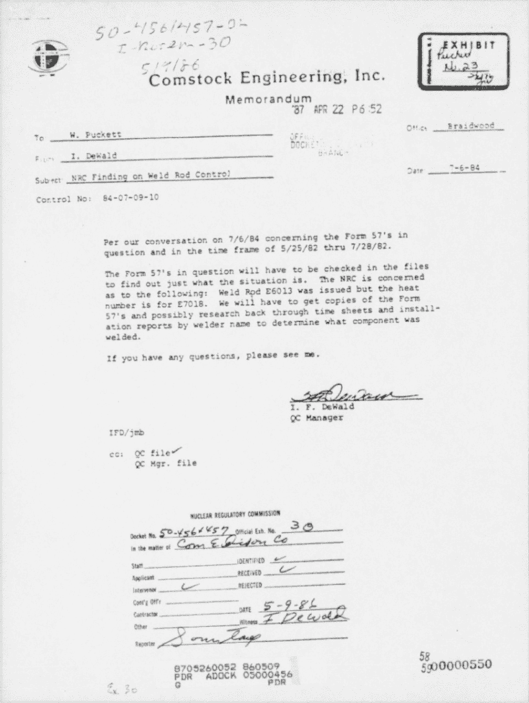 Fillable Online Intervenor Exhibit I-ROREM-30,consisting of 840706 memo ...