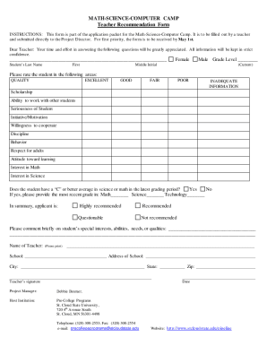 Fillable Online www.stcloudstate.edumsc-recommendationMATH-SCIENCE ...