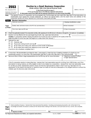 Fillable Online Note: Form 2553 begins on the next page. - IRS tax ...