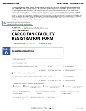 Fillable Online Cargo Tank Facility Registration Form. Cargo Tank ...