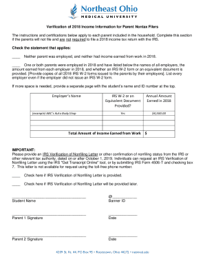 Fillable Online PDF Verification of 2018 Income Information for Parent Non-tax Filers Fax Email ...