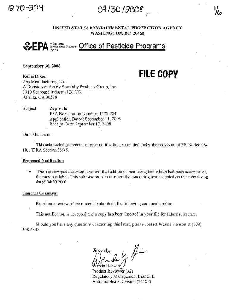 Fillable Online U.S. EPA, Pesticide Product Label, ZEP VETO GERMICIDAL ...