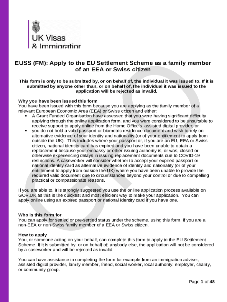 EU Settlement Scheme: EU, other EEA and Swiss citizens and ... Doc ...