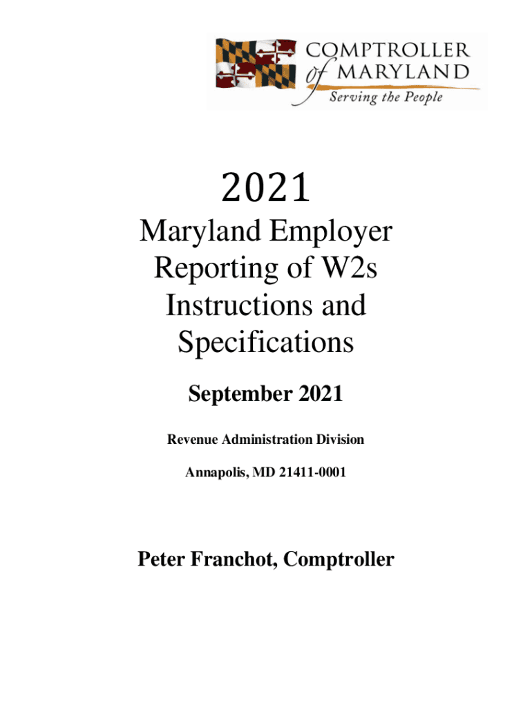 Fillable Online 2021 Maryland Employer Reporting W2s Instructions and ...