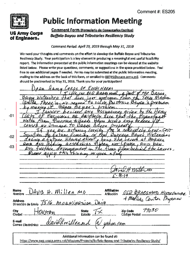 Fillable Online Attachment E Informal Scoping Comment ... - swg.usace ...