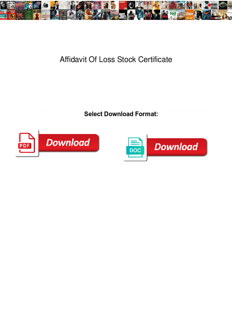 Fillable Online Affidavit Of Loss Stock Certificate. Affidavit Of Loss ...