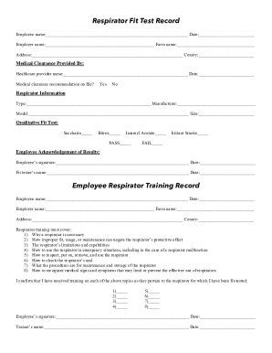 Fillable Online pested unl QUALITATIVE RESPIRATOR FIT TEST RECORD ...