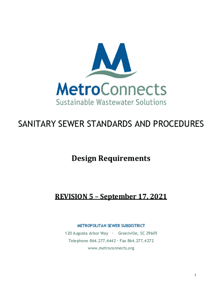 Fillable Online SANITARY SEWER STANDARDS AND PROCEDURES Fax Email Print ...