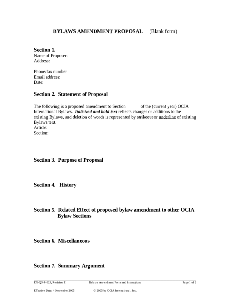 Bylaws Amendment and Instructions. EN-QS-P-023, Revision E Doc Template ...