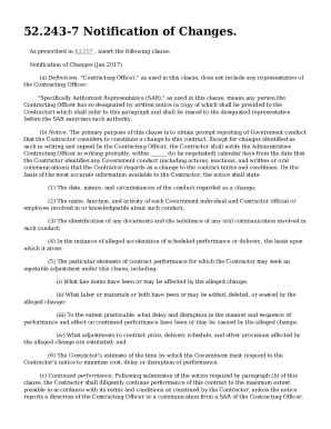 Fillable Online Section 52.243-7 - Notification of Changes, 48 C.F.R.52 ...