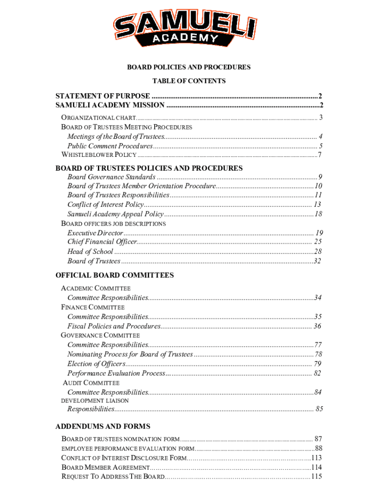 Fillable Online Sample Nonprofit Board Policies and ProceduresNonprofit ...