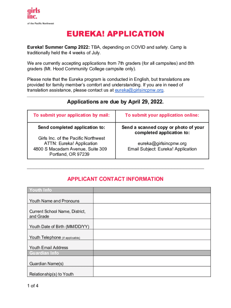 Fillable Online Eureka! Application - English - Youn Han.docx Fax Email ...