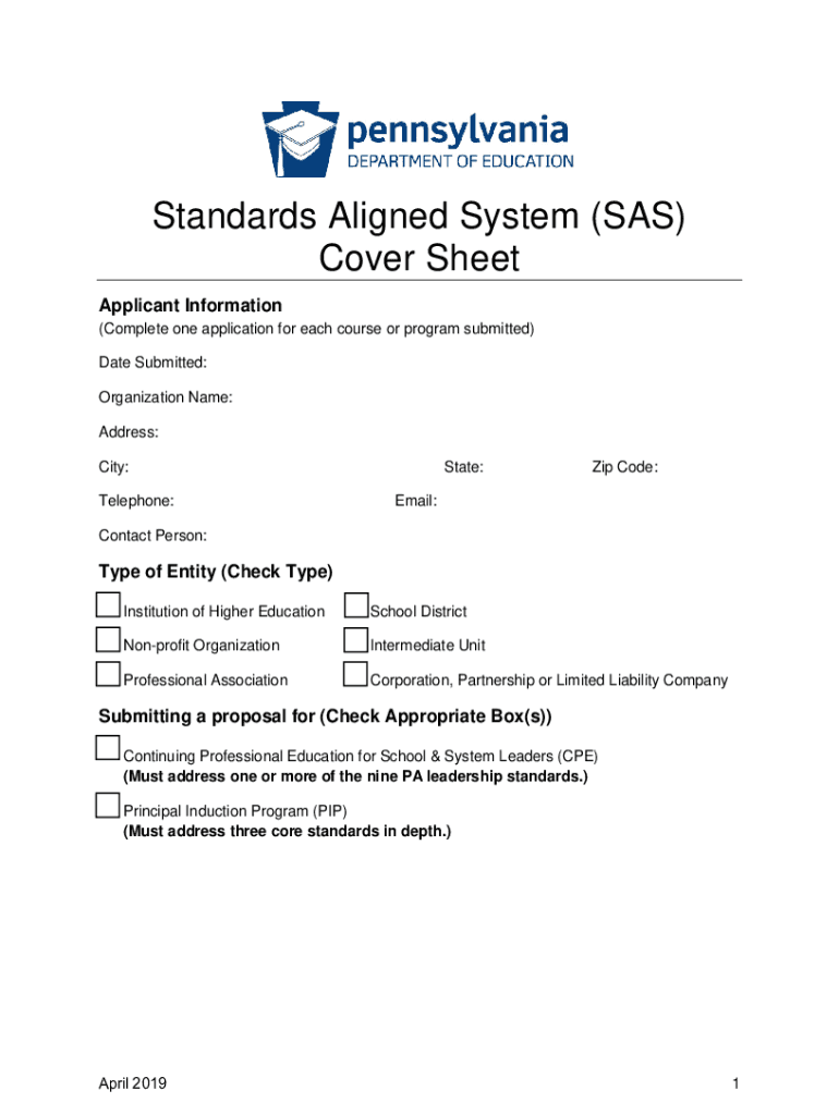 Fillable Online Pennsylvania Department of Education Standards Aligned ...