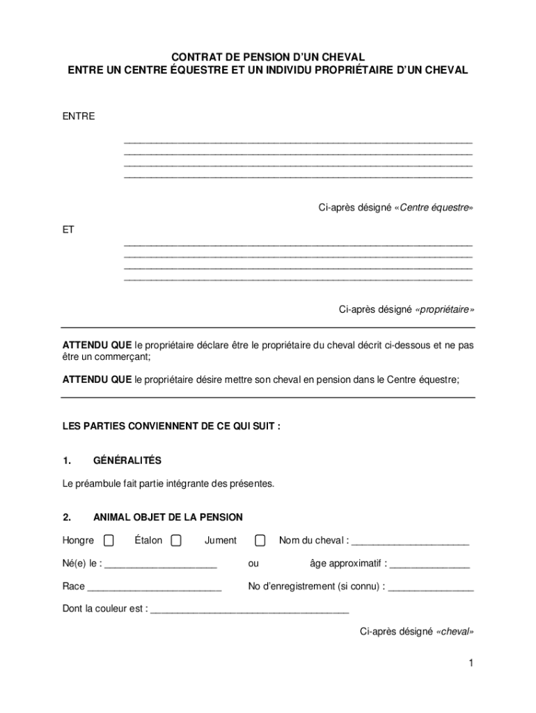 Remplissable En Ligne Fillable Online cheval qc 2Contrat de demi ...