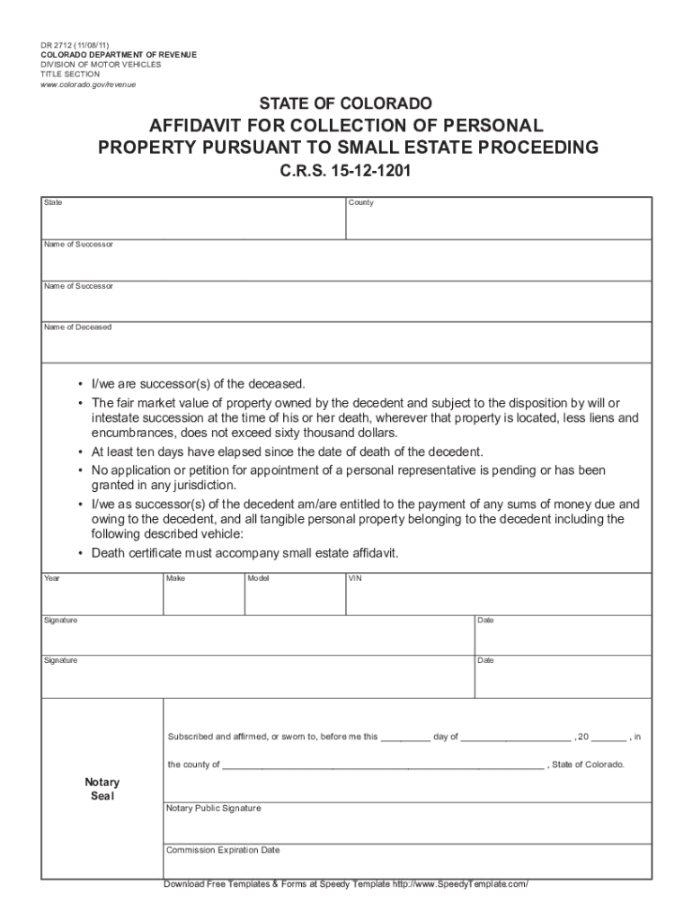 Fillable Online www.speedytemplate.comformscolorado-affidavitwww ...